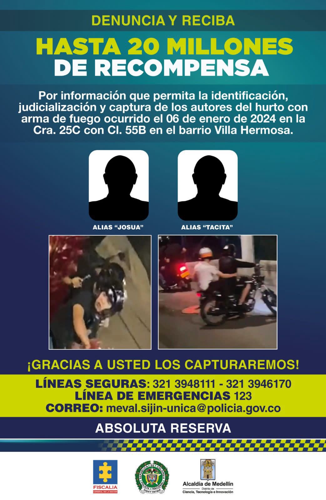 AYUDE, gánese la recompensa en Medellín por asaltantes en moto - Ruta ...